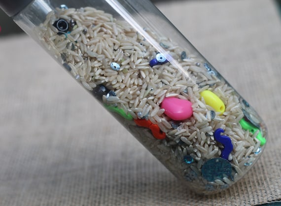 Sensory bottle shaker toy calm down bottle rice shaker dry