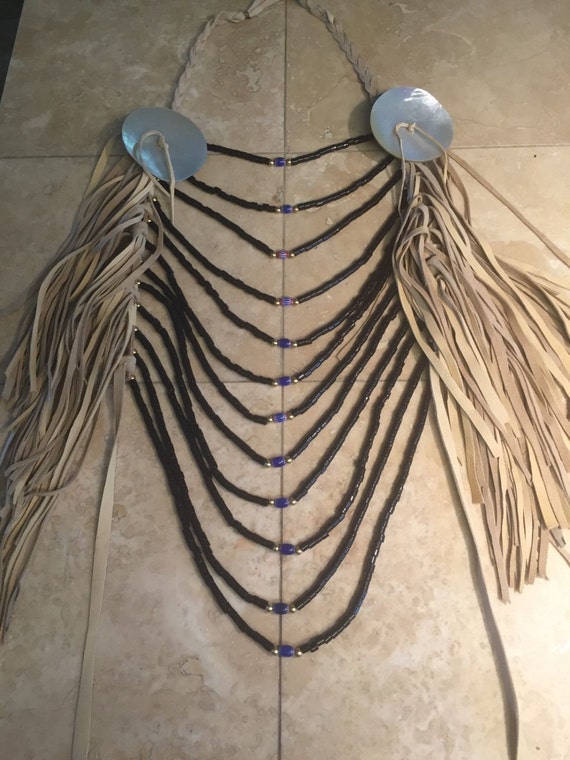 Native American Made Loop Necklace Breastplate Crow Style