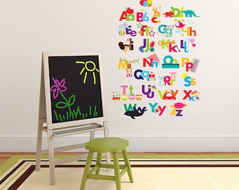 Alphabet wall decals | Etsy