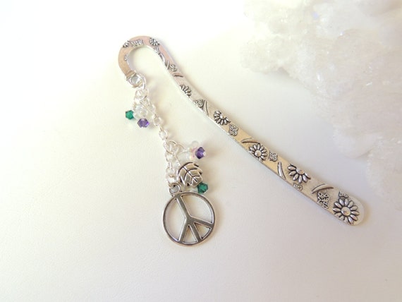 Peace Sign Flower Bookmark Handmade Bookmarks by PNLJewelryDesigns