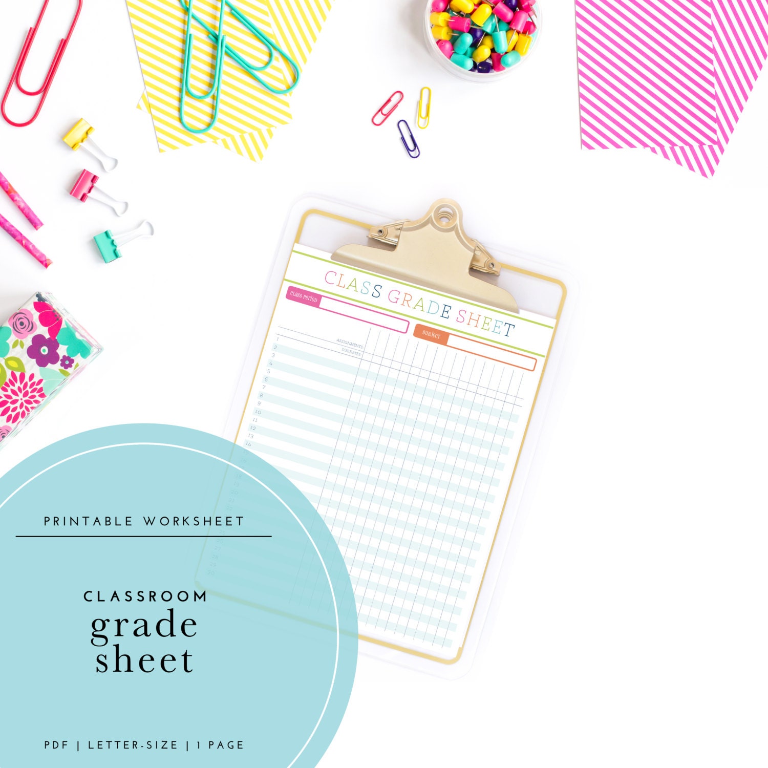 Printable Classroom Grade Sheet / Gradebook Log