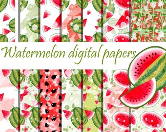 Summer Fruit Digital Patterns: Printable Scrapbook Pages with