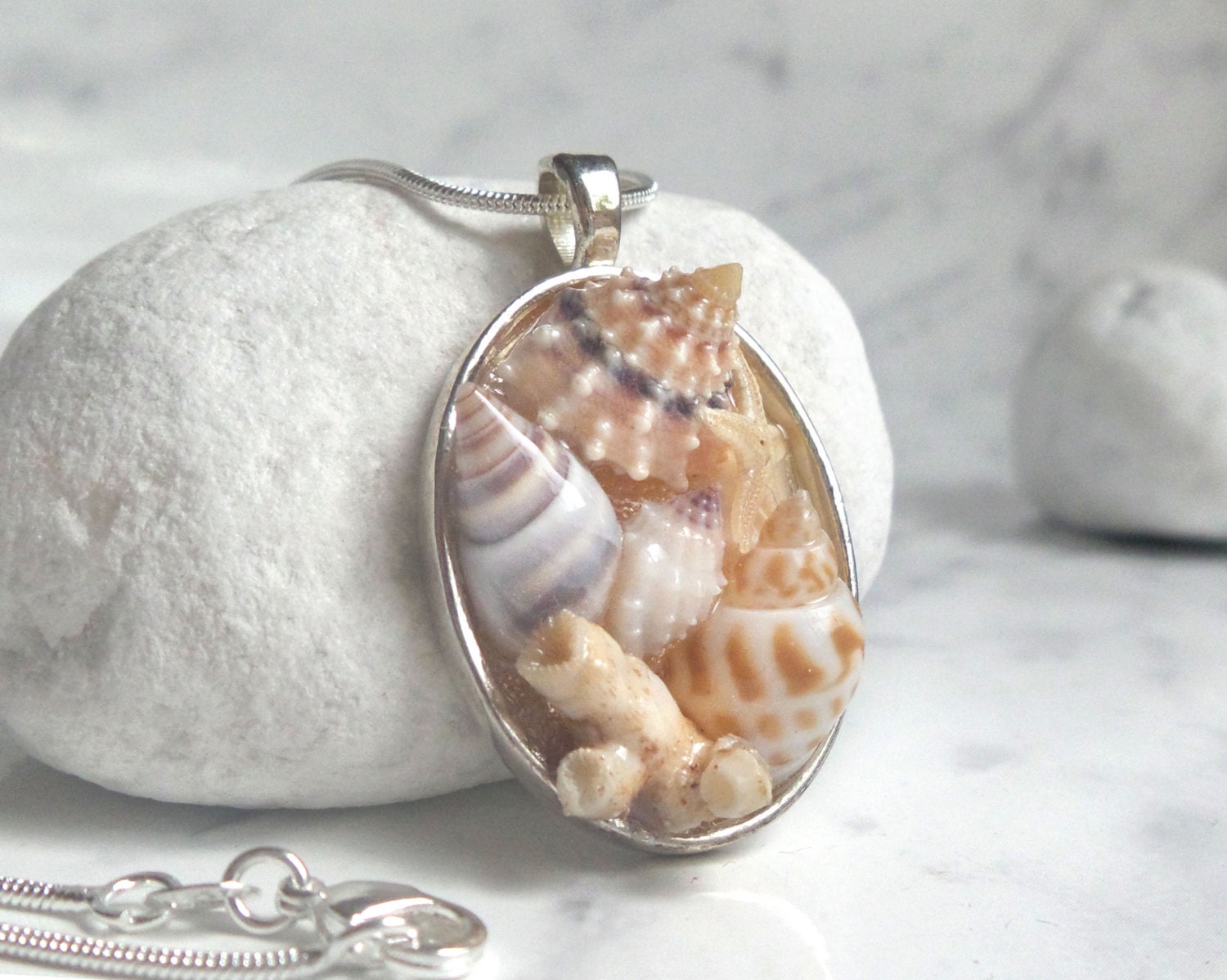 Seashell necklace real sea shell jewelry summer ocean boho