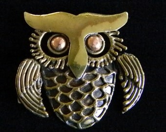 Copper owl pin | Etsy