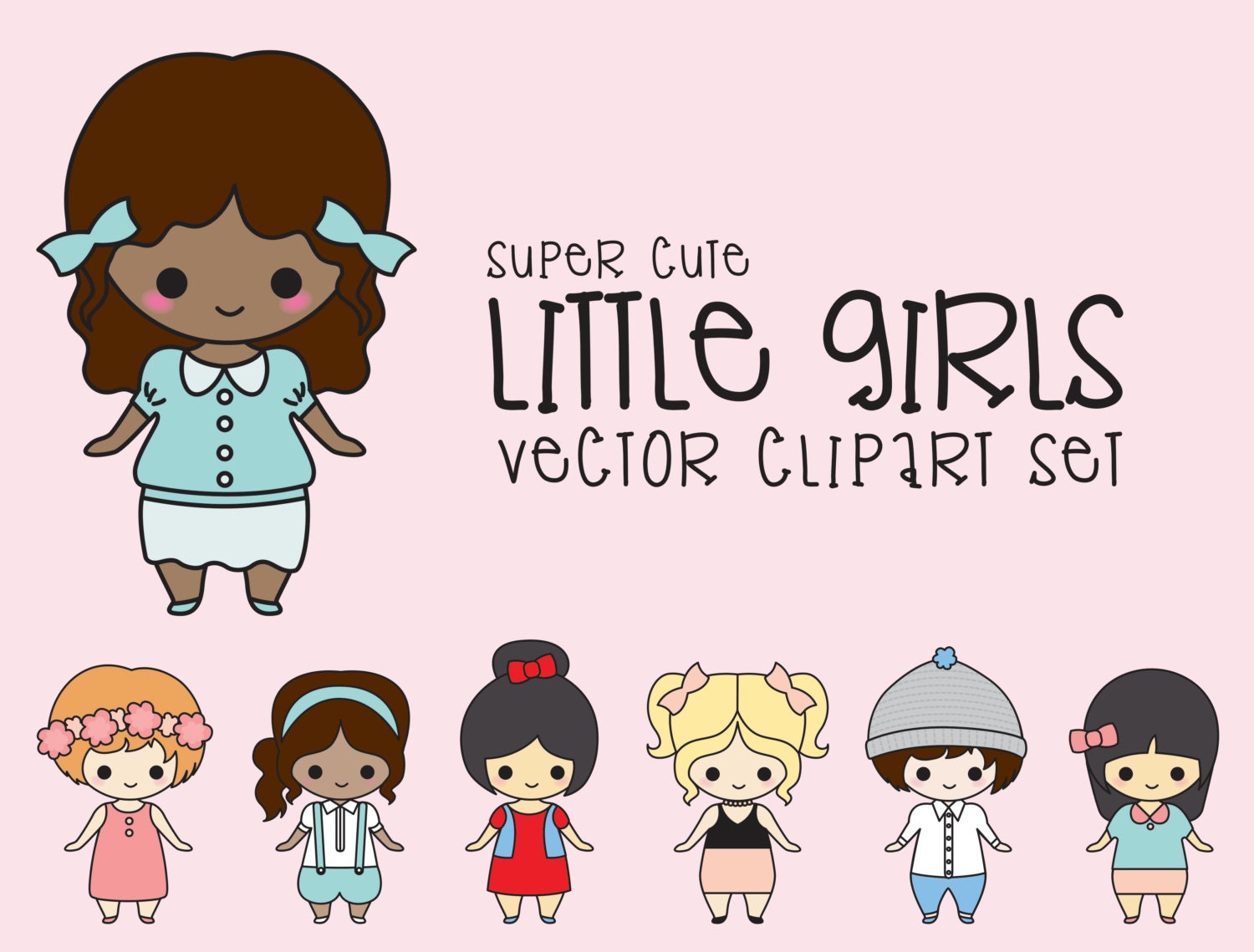 Premium Vector Clipart Kawaii Girls Clipart Kawaii