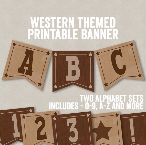 Western Party Bunting Printable Cowboy party banner happy