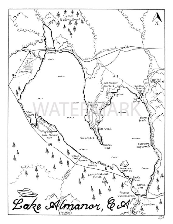 enlarged map lake almanor