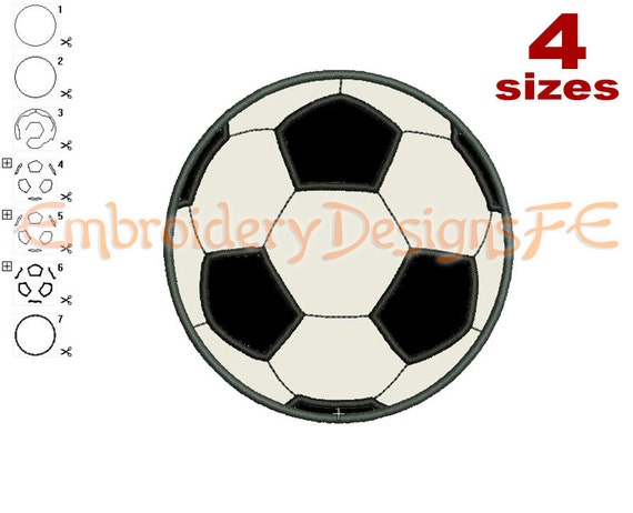 Soccer Ball Applique Design 4 sizes by EmbroideryDesignsFE