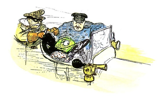 1985 wind in the willows print toad in vintage car police