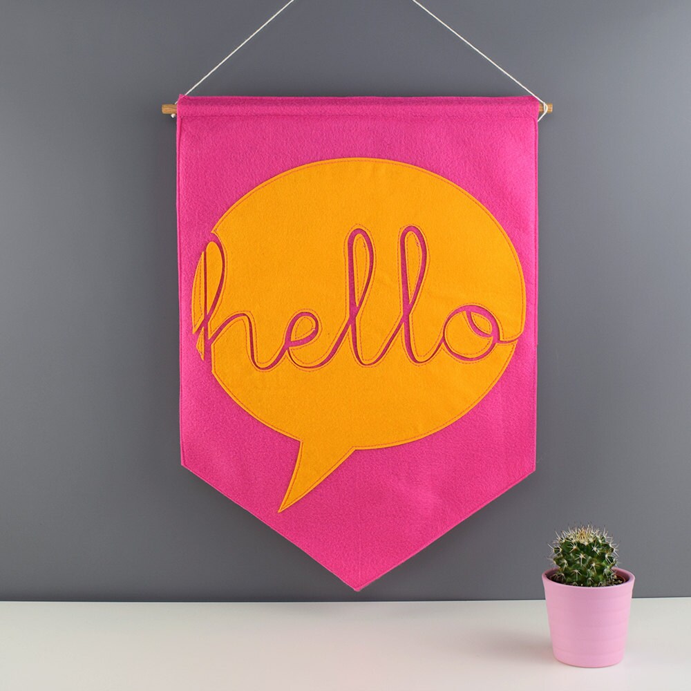 Hello Banner felt banner felt flag pennant flag Bright