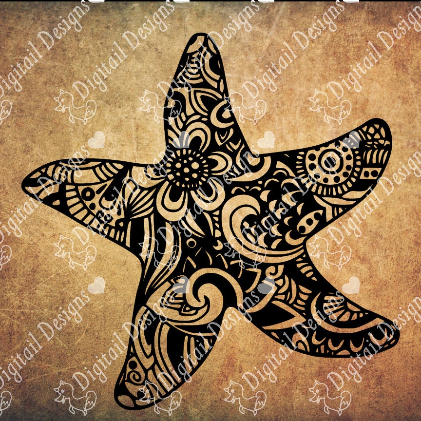 Zentangle Starfish SVG dxf fcm eps ai png Cut File