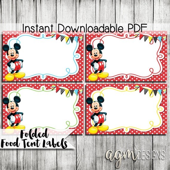 Mickey Mouse Food Label Mickey Mouse Place by AGMPrintableDesigns