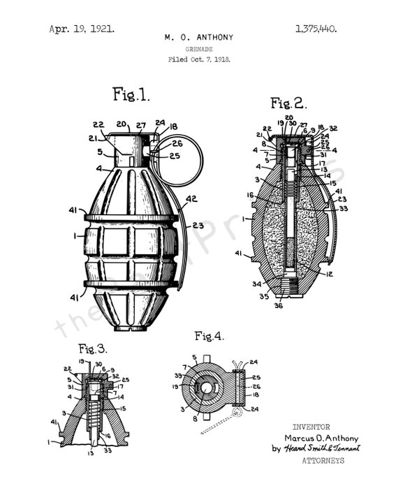 Grenade Printable Military Print Military Wall Art