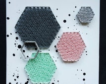 Unique hexagon art related items | Etsy