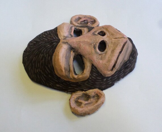 Chimpanzee Mask paper mache wearable monkey ape by ArtisanMasks