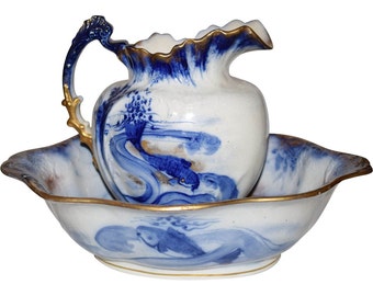 Flow blue pitcher | Etsy