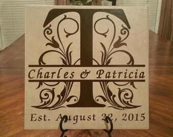 Items similar to 12x12 MONOGRAMMED CERAMIC TILE on Etsy
