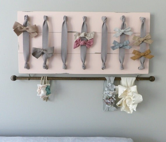 Hair Bow Holder Hair Bow Organizer Headband by ThePaintedPlank