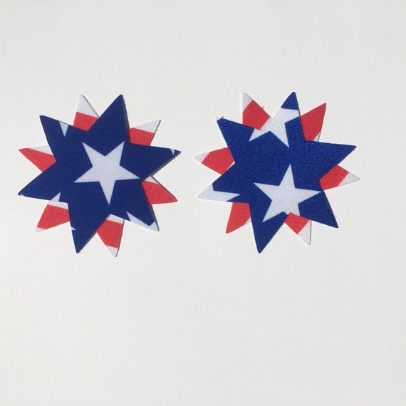 Sexy Nipple Pasties 1 Set Patriotic Red White Blue Stars