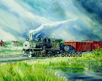 Train watercolor | Etsy