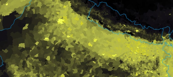 Population density heatmap of India high resolution digital