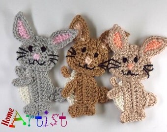 Crochet Pattern Bunny Rabbit Applique instant download