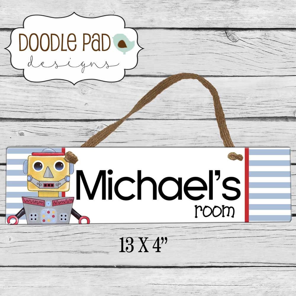 Robot Door Sign Personalized Door Sign Kids Name Sign