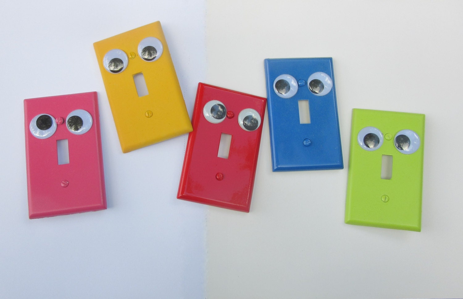 Colorful Light Switch Plate Cover Silly Face Googly Eyes for
