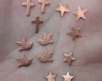 Copper Guitar Picks with Heart or Star cut by lisasummers642008