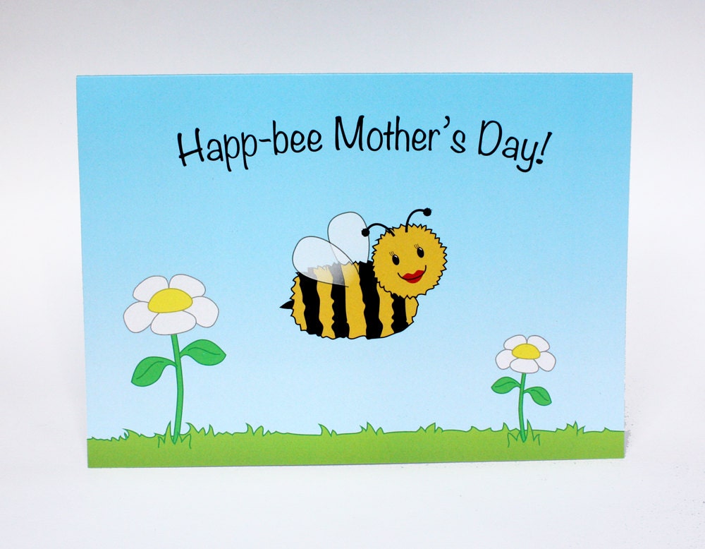 Funny Mother's Day Card Happ-bee Mother's Day Cute