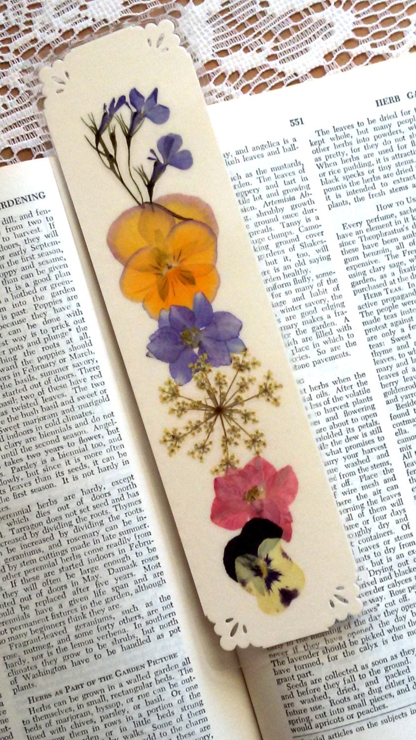 PRESSED FLOWER BOOKMARK Preserved Natural by MyHumbleJumble