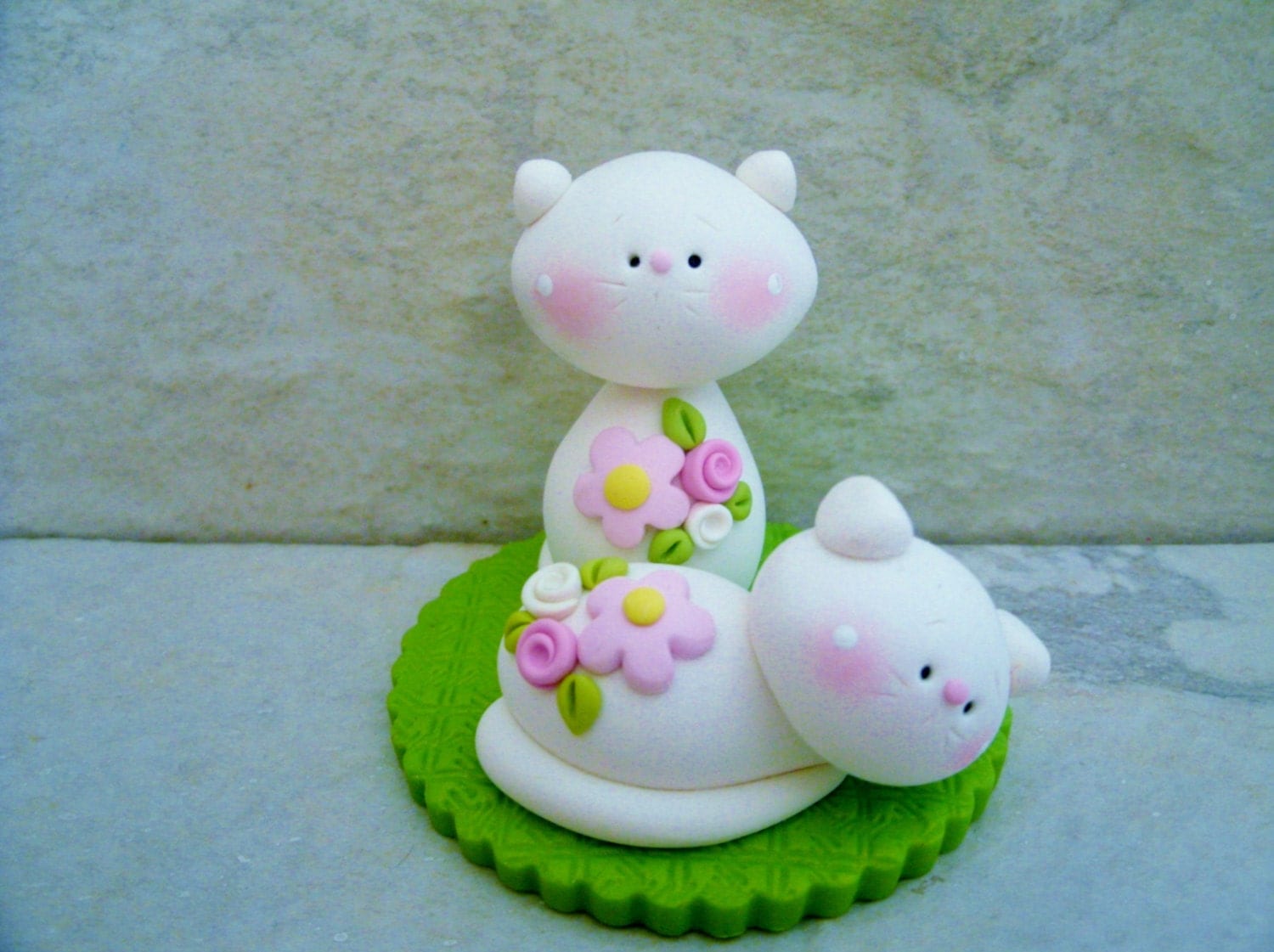Kitty Pair Polymer Clay Figurines by countrycupboardclay on Etsy