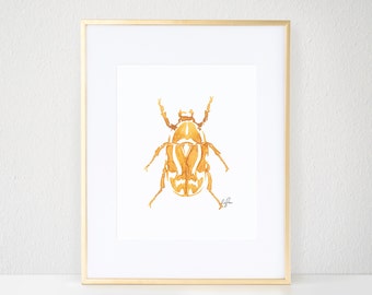Bee Print Gold Bug Illustration Fashion Wall Art Watercolor