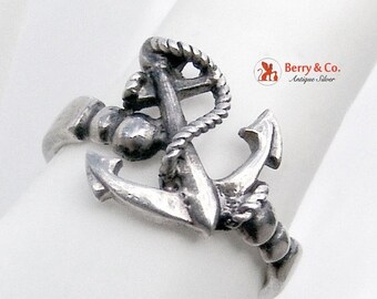 Anchor Ring Sterling Silver Hand Stamped by Betsy Farmer