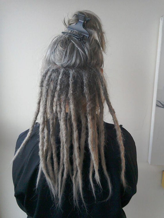 20 Remy Human Hair Grey Dreadlocks for Partial Install
