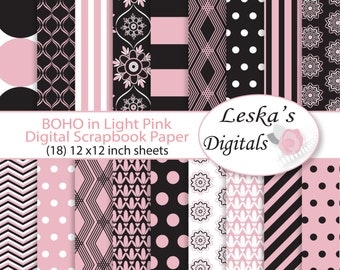 Pink and Green Digital Paper Chevron Polka Dots by DigitalWork