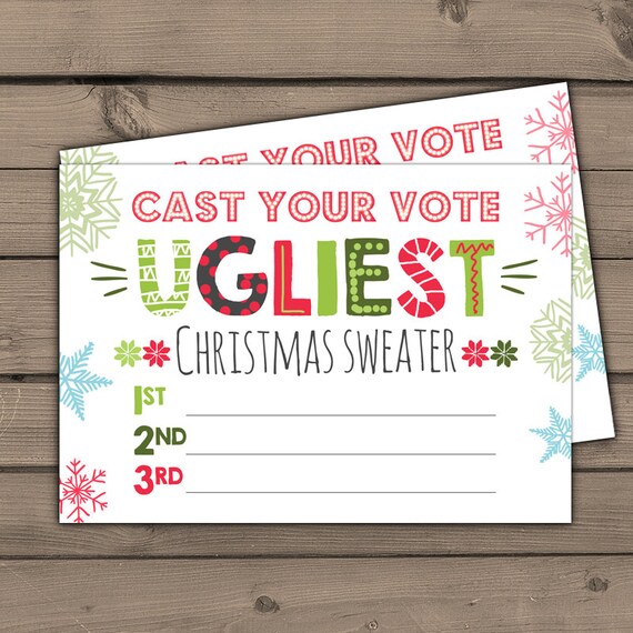 Ugly Sweater Voting Ballots Ugliest Sweater Vote Cards