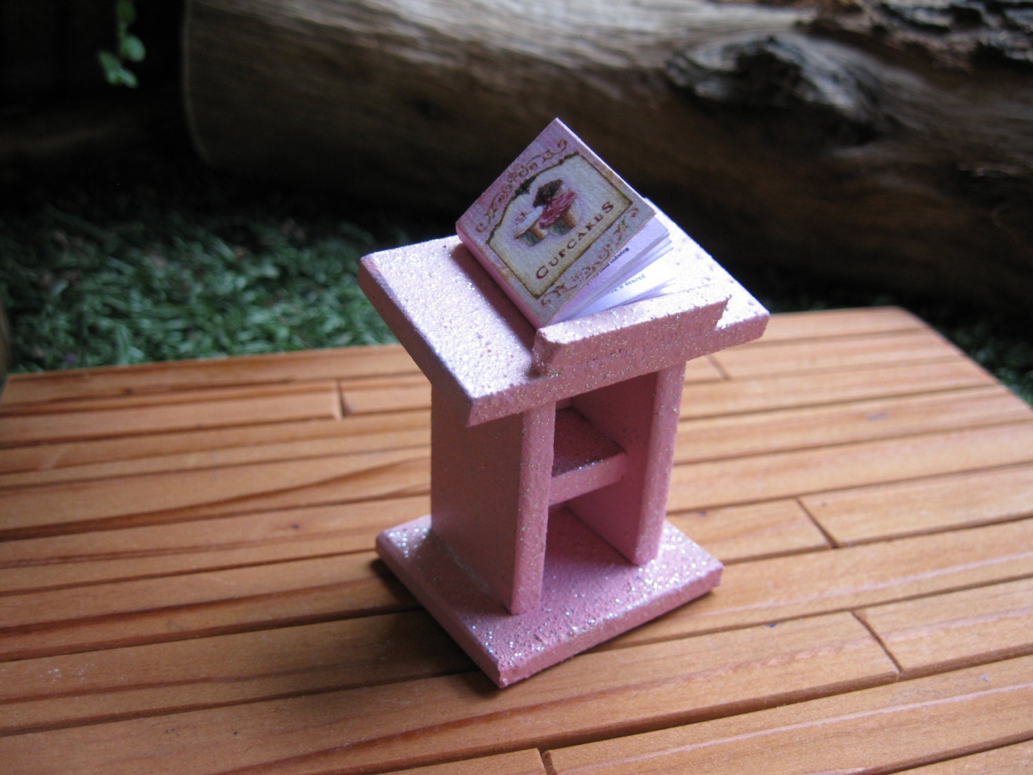 Fairy Garden Podium Miniature podium for Wee books fairy house