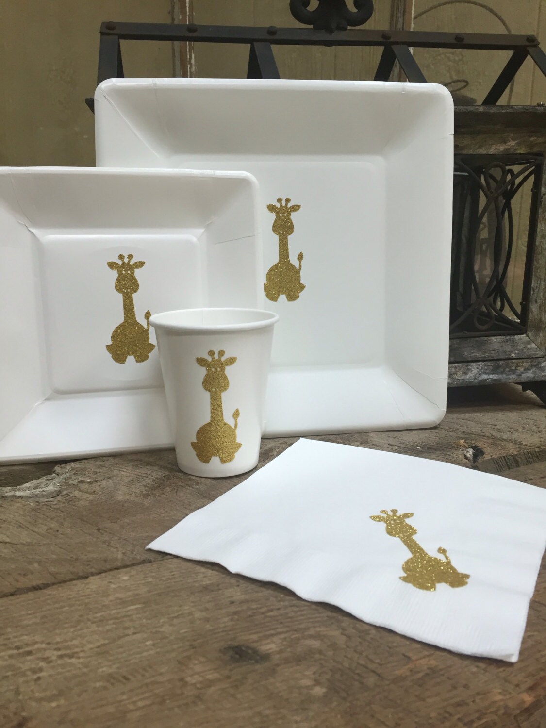 Giraffe Party Giraffe Cups Plates Napkins Giraffe Gold