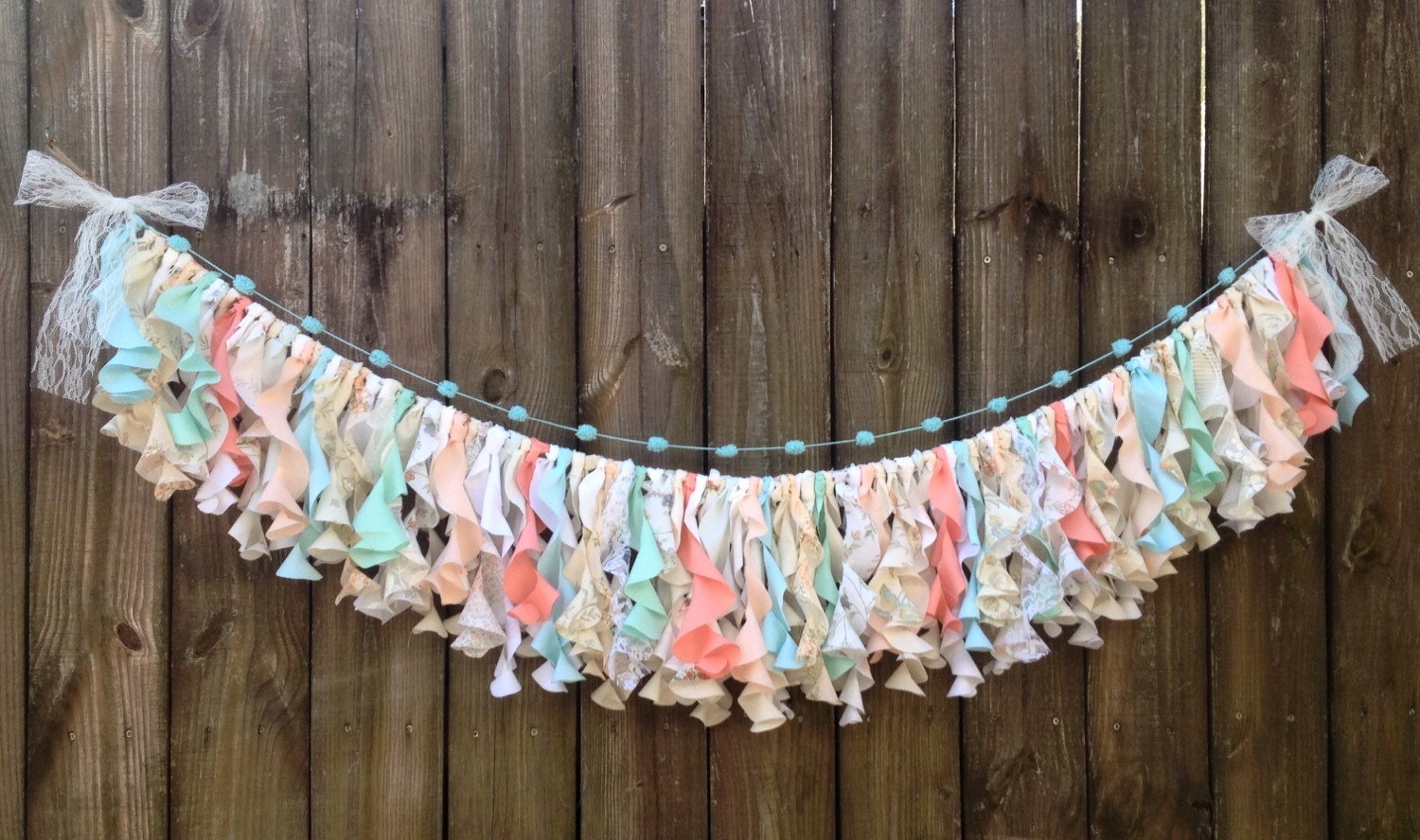Curly Ribbon Curtain Shabby Chic Valance Mint by ChangesByNeci