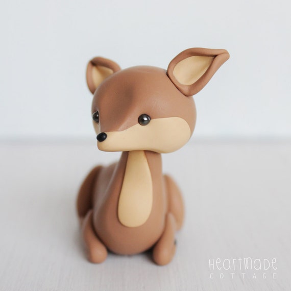 Fawn Woodland Clay Cake topper and keepsake by HeartmadeCottage