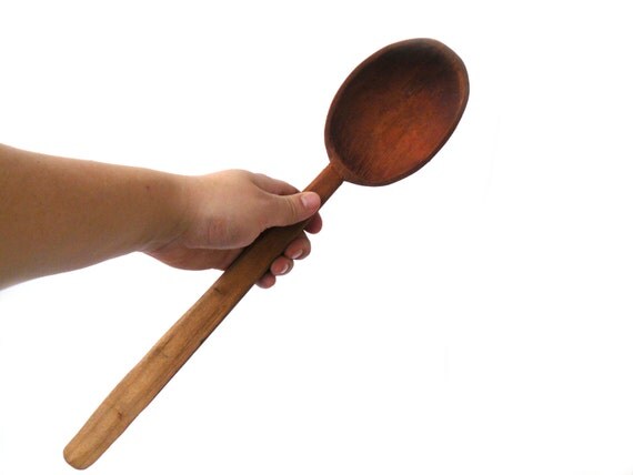 Huge wooden spoon a large spoon made of wood by nostalgishop