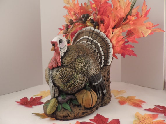 Items similar to Ceramic Turkey Centerpiece, Handpainted Thanksgiving ...