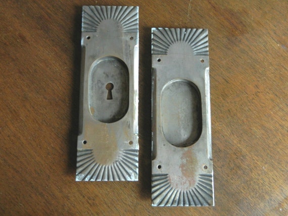 2 Antique Pocket Door Handles Vintage Recessed Door Handles