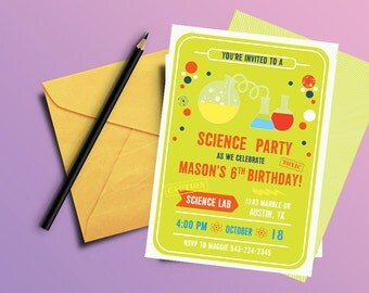 Items similar to Kids Science Birthday Party Invitations / Kids Science ...