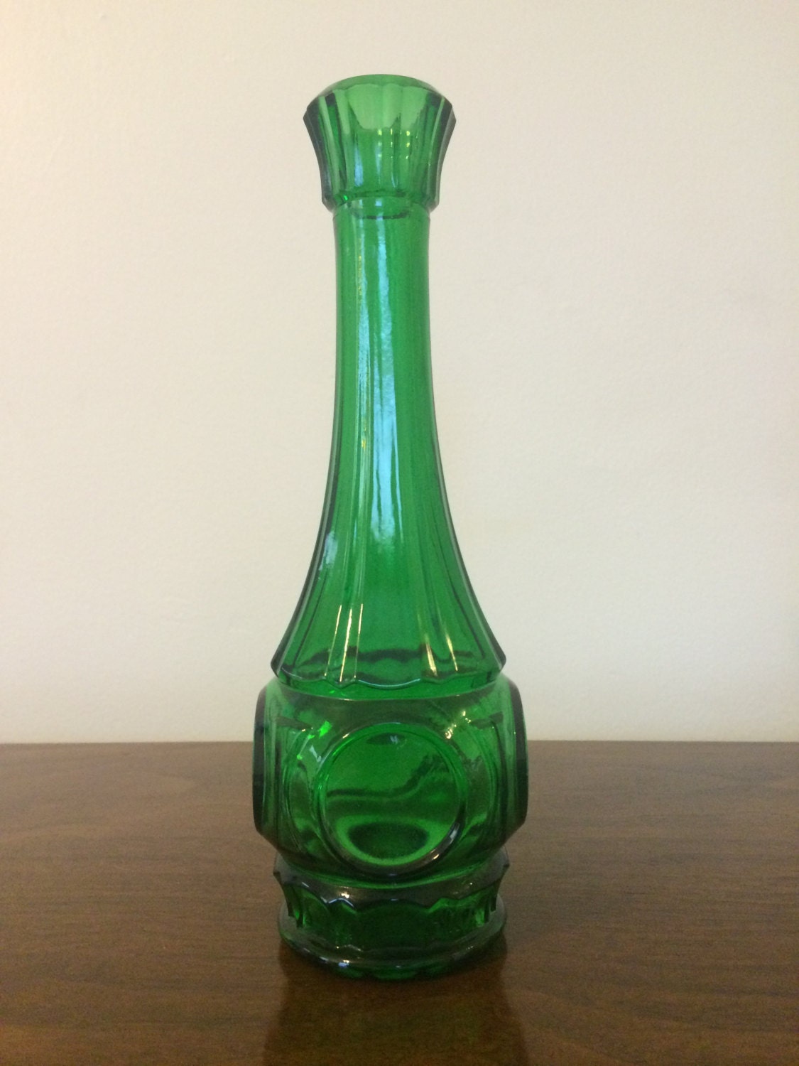 Vintage Wheaton Glass Green Vase With Bullseye By Cauchemardecor