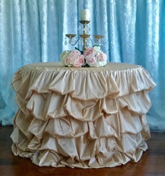 108 Ruffle Tablecloth Champagne Ruffled Table Cloth