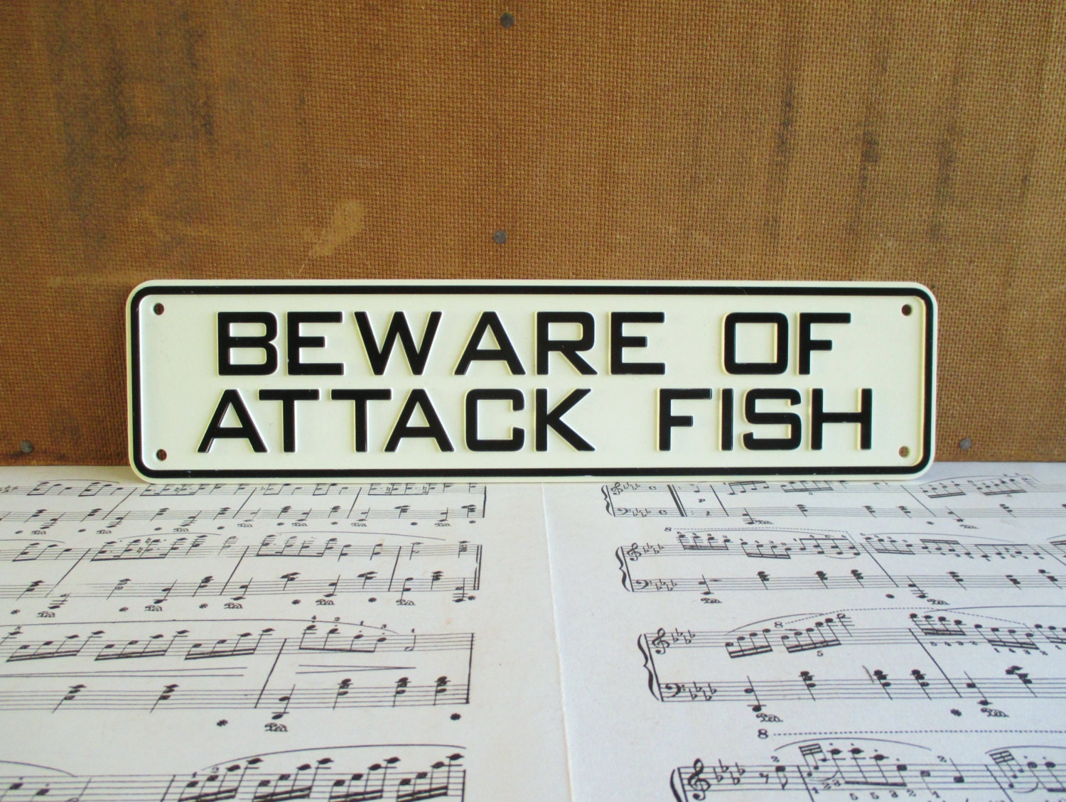 Vintage Beware of Attack Fish Sign – Haute Juice
