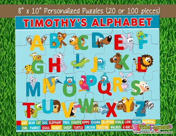 Animal Alphabet Puzzle Personalized 8 x 10 Puzzle