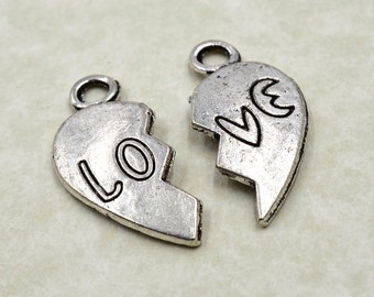 Broken heart charm | Etsy